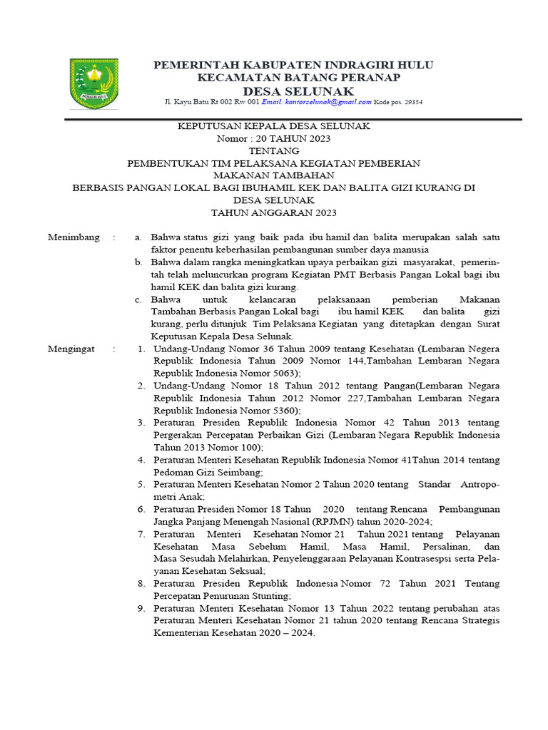 Contoh SK PMT Lokal | PDF