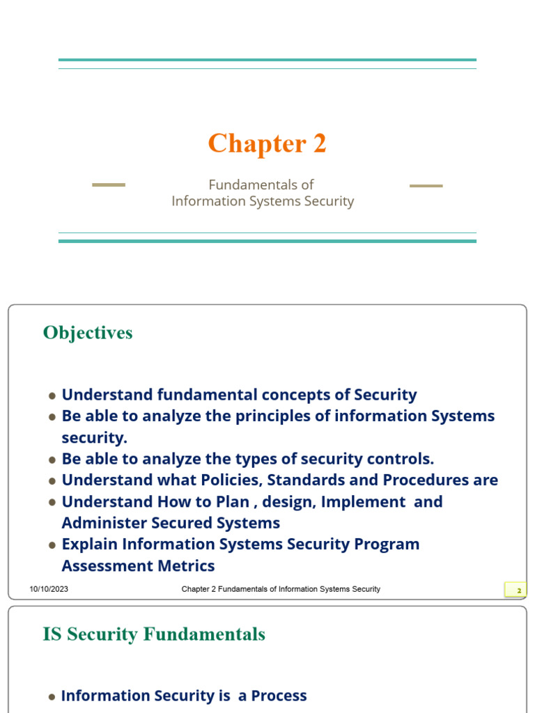 Chapter 2 Fundamentals of IS Security | PDF | Computer Access Control | Information Security