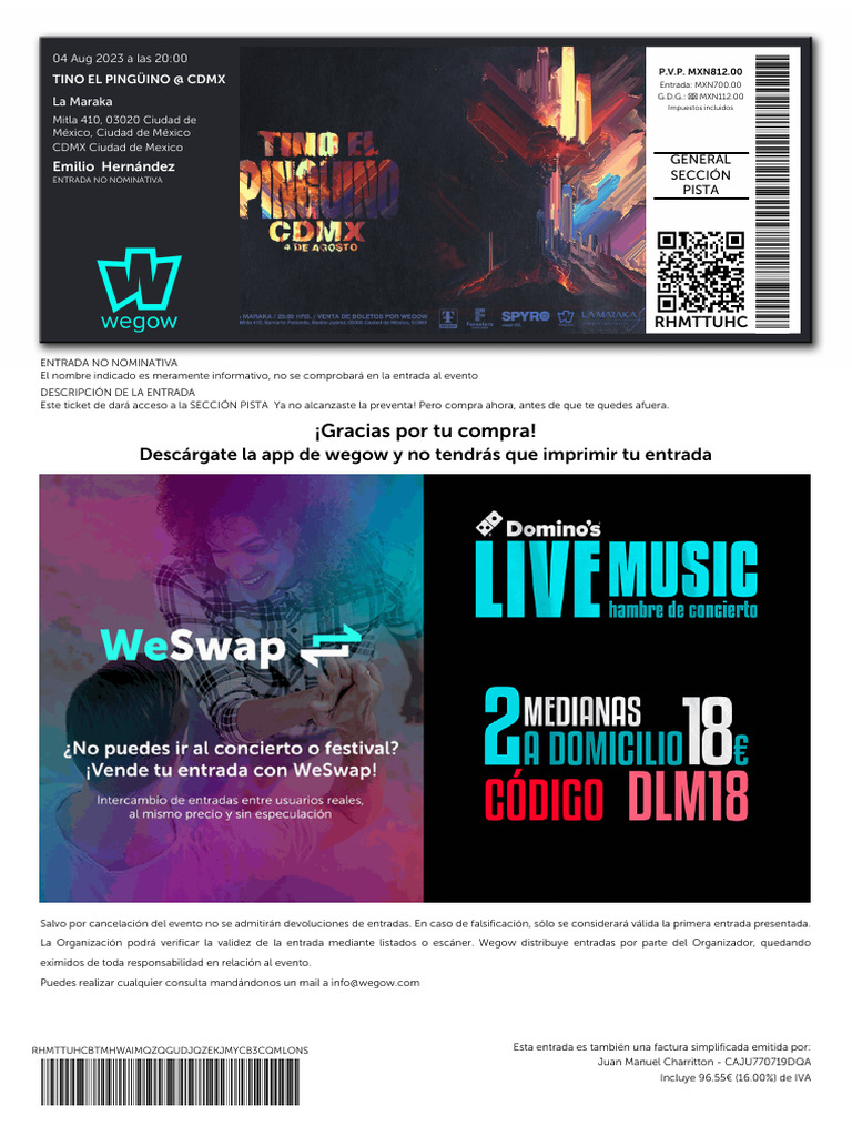 Tickets Tno El Pinguino CDMX | PDF