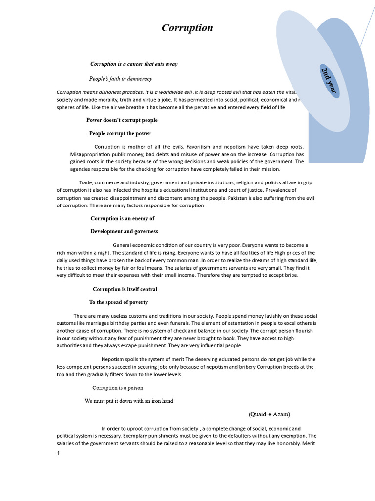 Essay Corruption | PDF