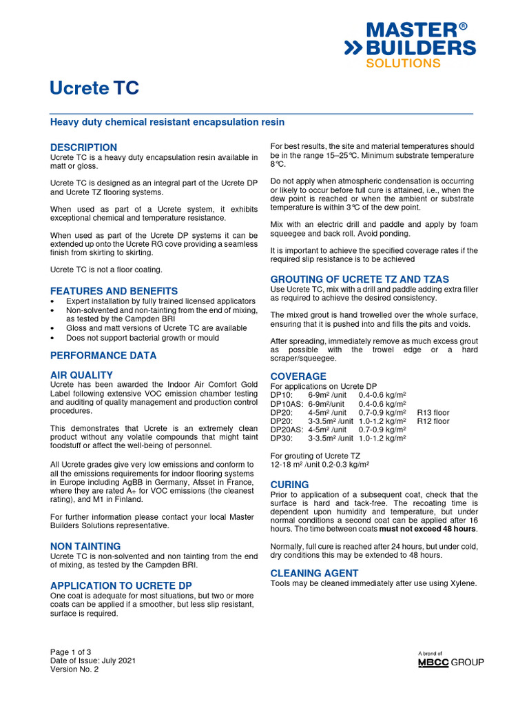 Ucrete TC TDS MBS Version 2 | PDF