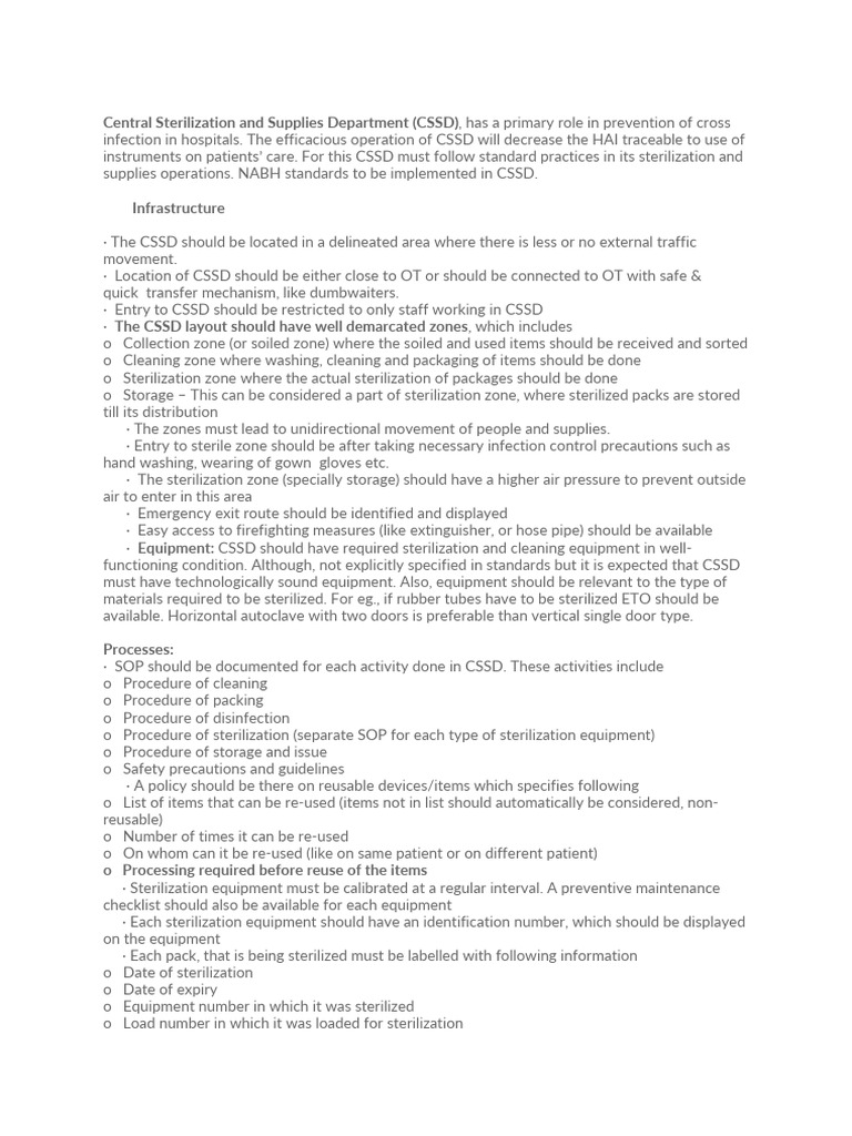Central Sterilization and Supplies Department | PDF