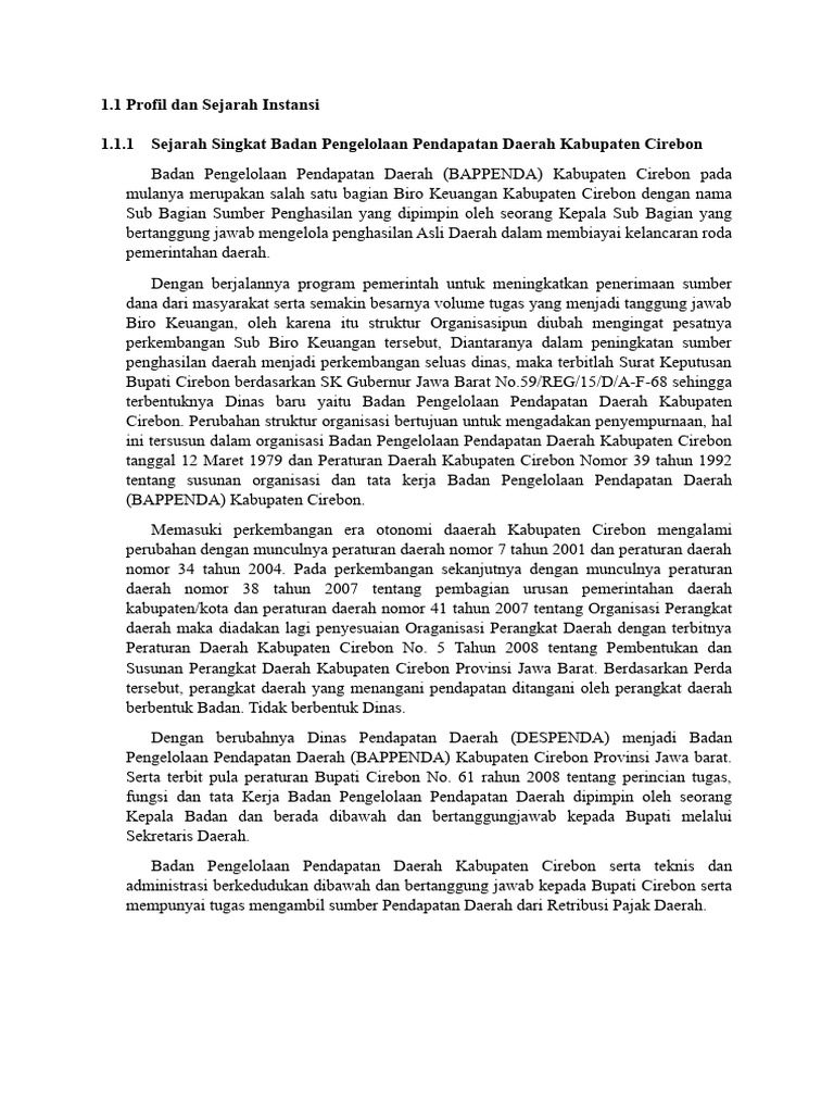 Profil Dan Sejarah BAPENDA | PDF