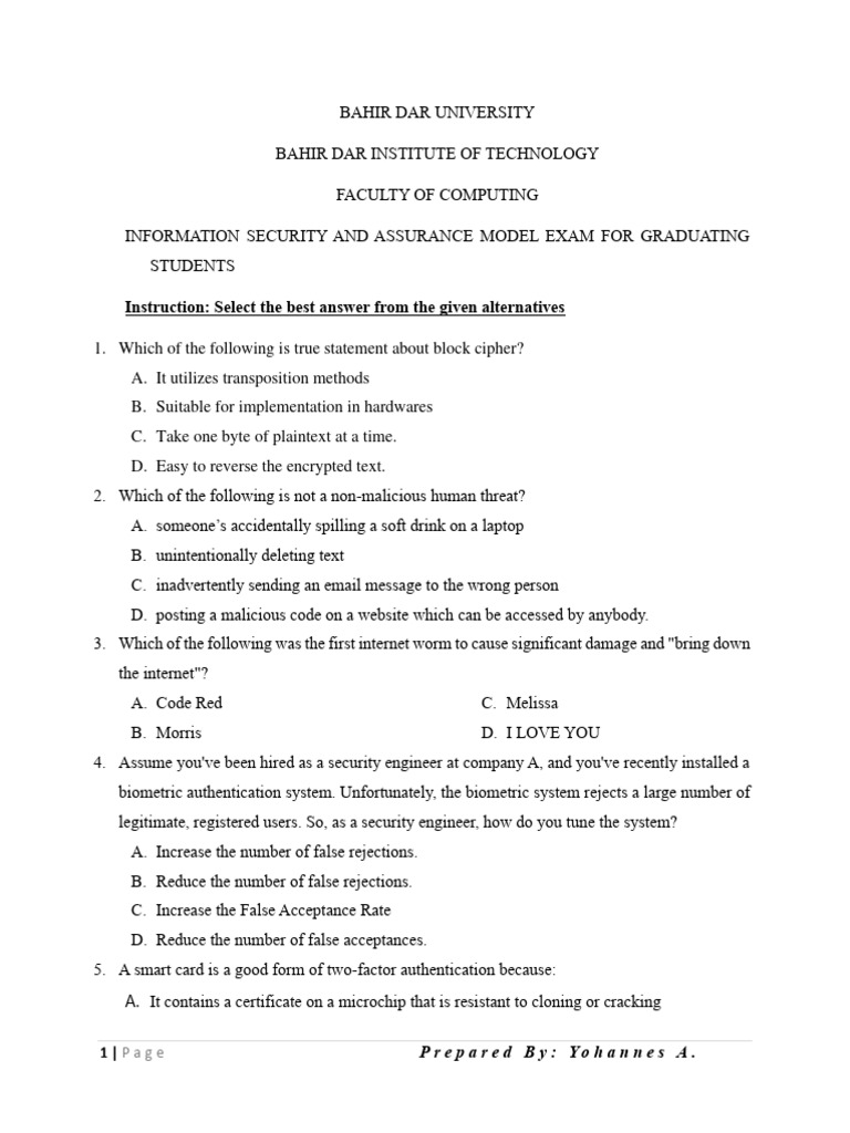 Security Model Exam | PDF | Public Key Cryptography | Cryptography