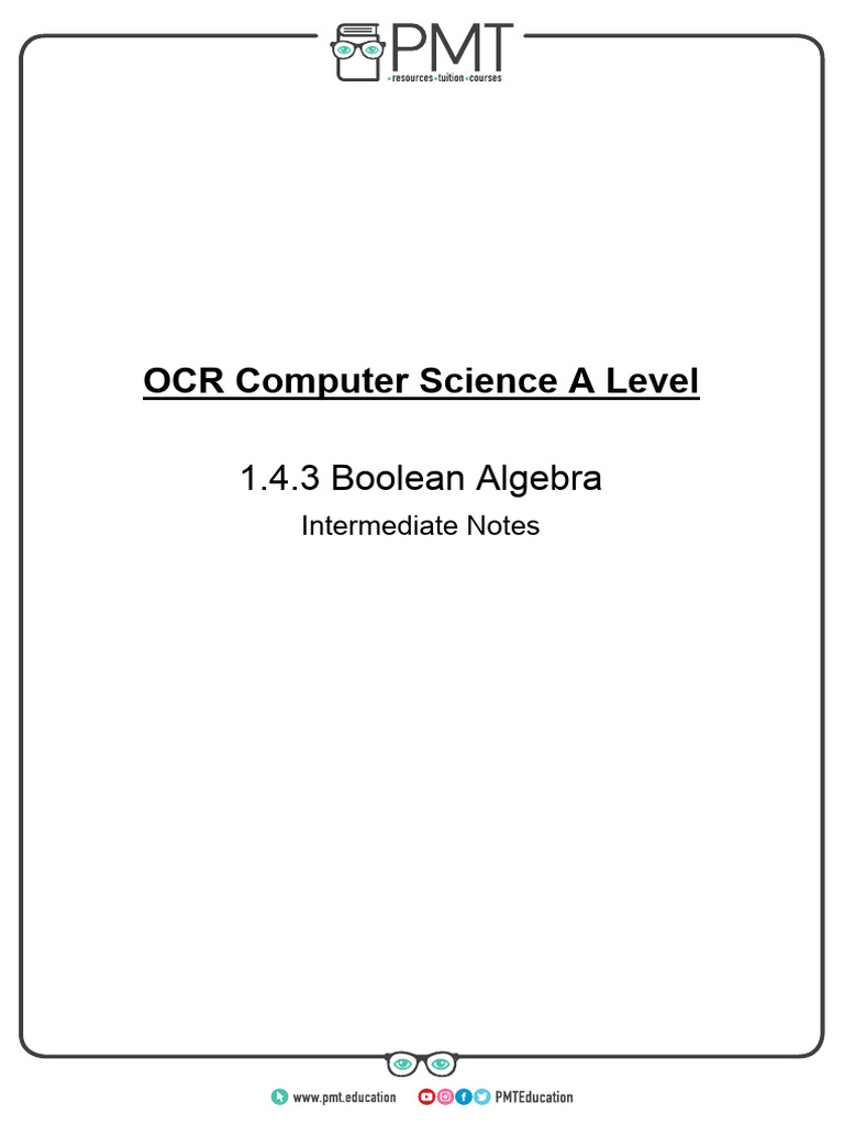 1.4.3. Boolean Algebra | PDF