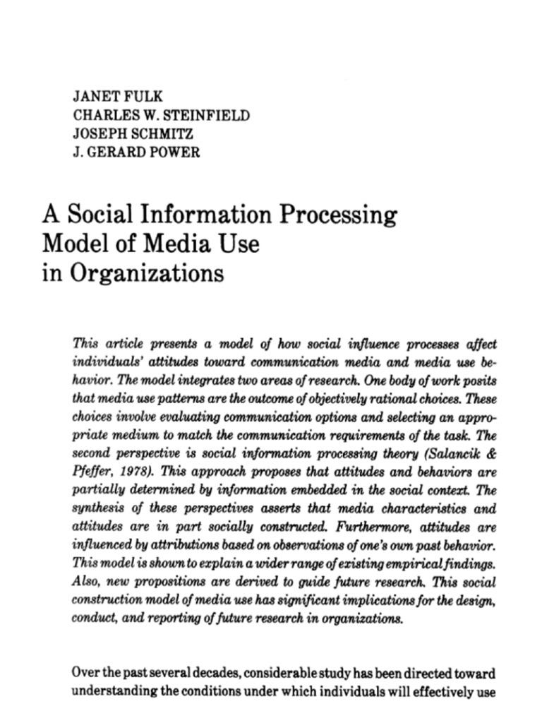 A Social Information Processing Model of | PDF