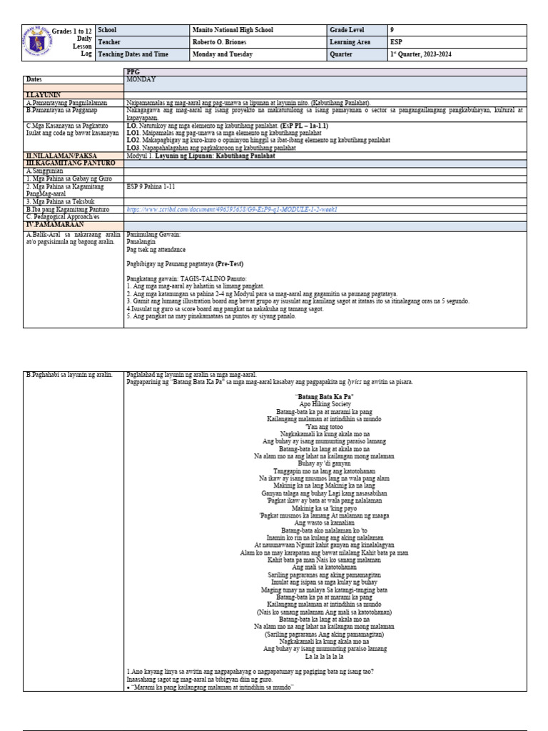 DLL Template_ Fil. version | PDF