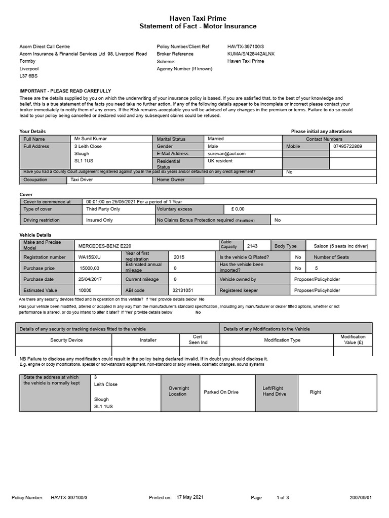 Statement of Facts v3 | PDF | Driver's License | License