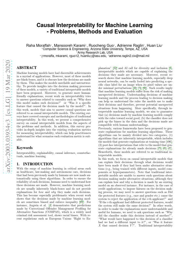 Causal Interpretability For Machine Learning | PDF