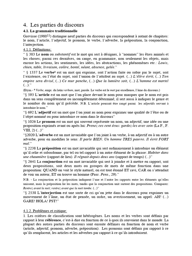 Les 9 parties du discours en français | PDF | Nature (grammaire) | Adverbe