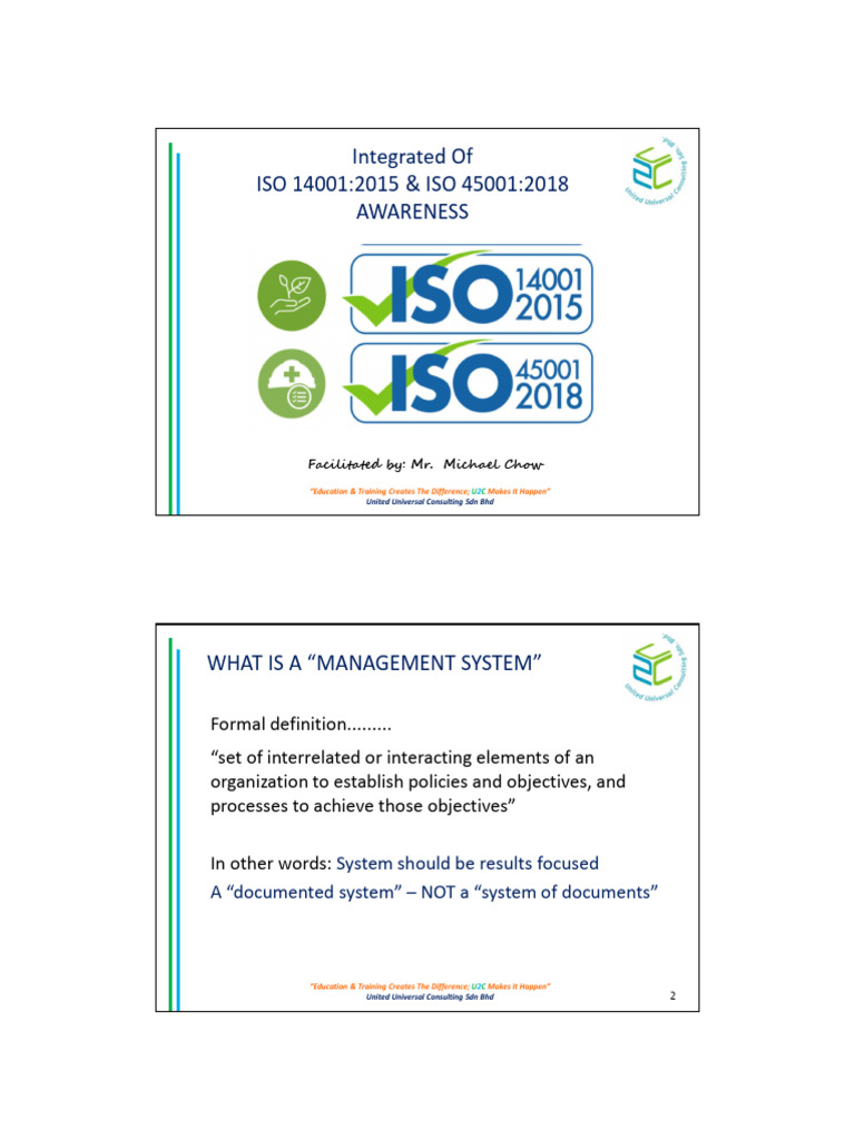 U2C ISO 14001 and ISO 45001 AW Mac 2021 Version 1 | PDF | Risk ...