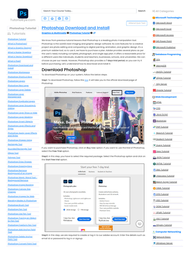 Tutorialeye Photoshop Download And Install Pdf Adobe Photoshop