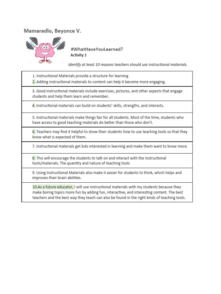 Lesson 5 - Intructional Materials | PDF