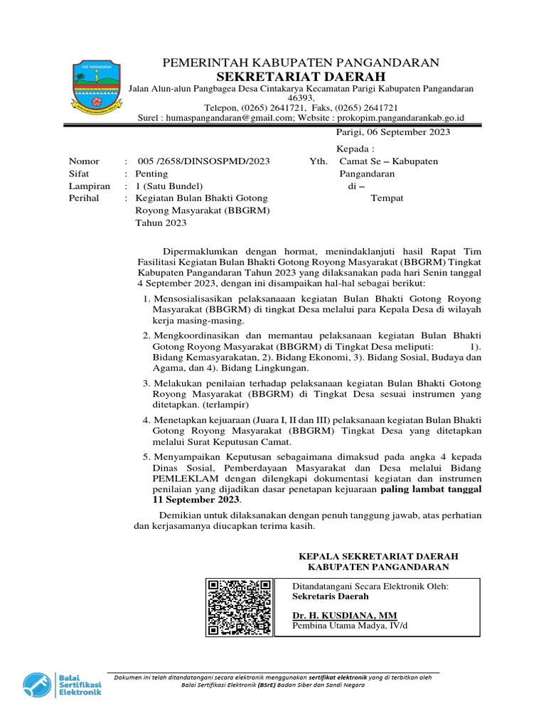 Surat BBGRM | PDF