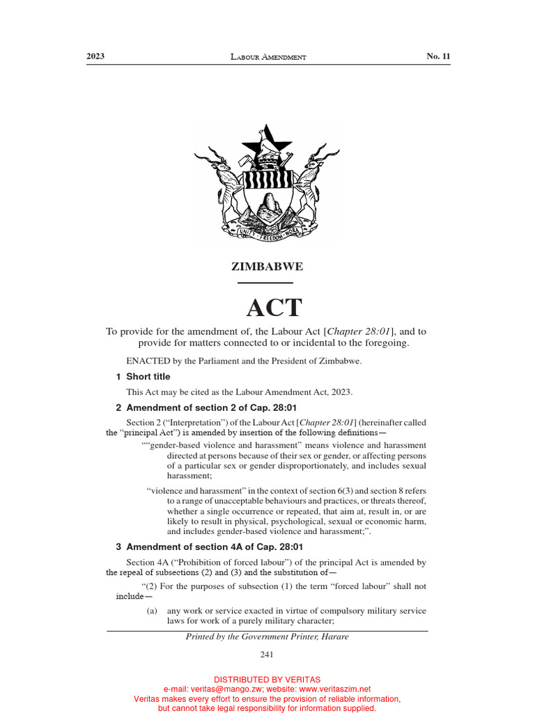 Labour Amendment Act, Act 11 2023 | PDF