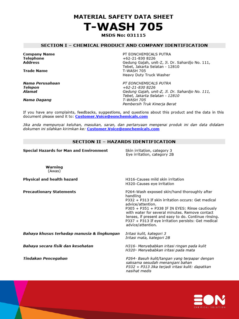T-Wash 705 | PDF | Occupational Safety And Health | Safety