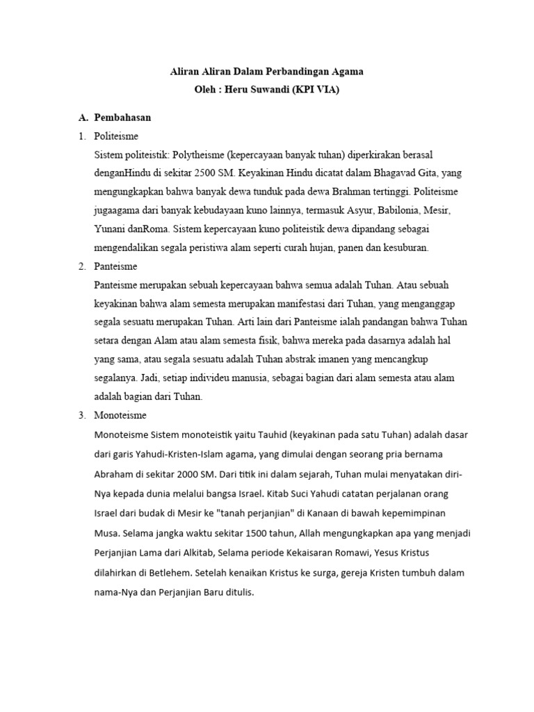 Aliran Perbandingan Agama - Heru Suwandi | PDF