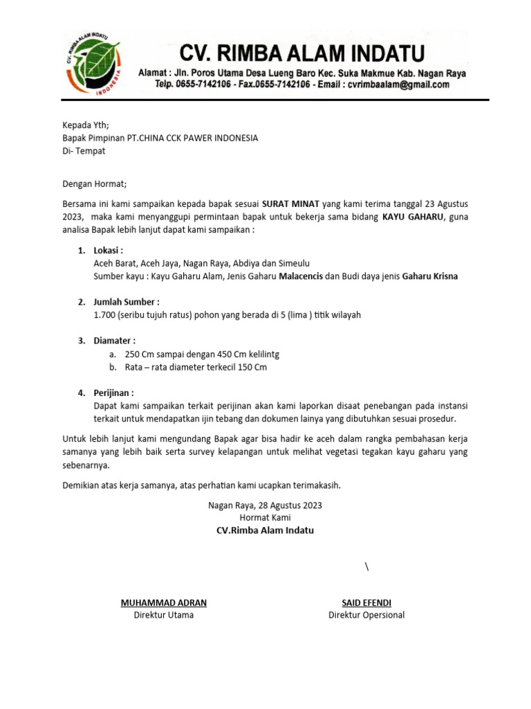 CV Alam Indatu | PDF