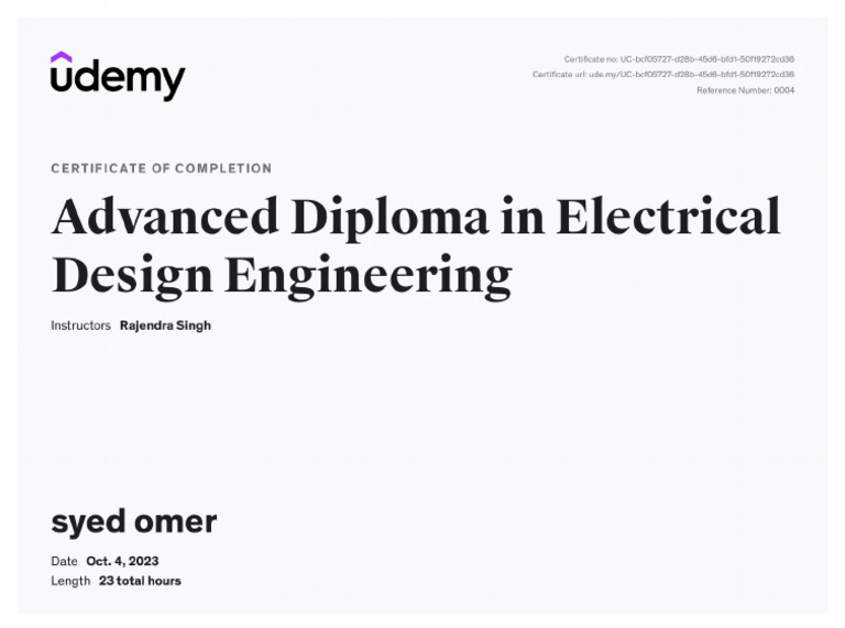 Advance Diploma in Electrical Design Engineering Certificate | PDF