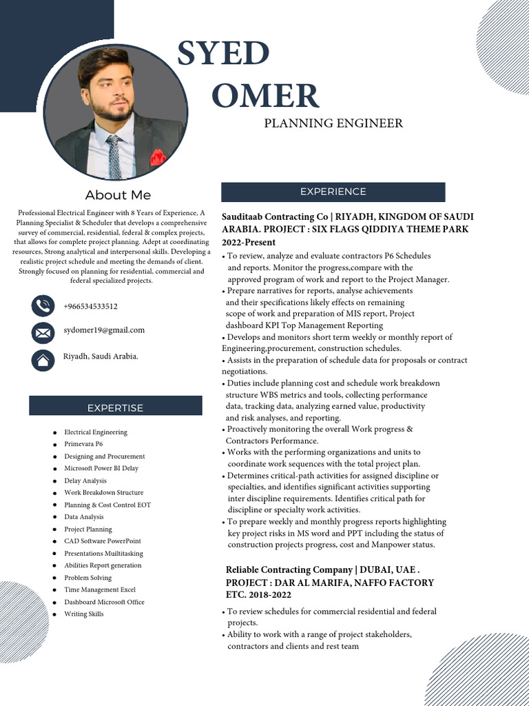 Syed Omer Planning Engineer Pdf Business