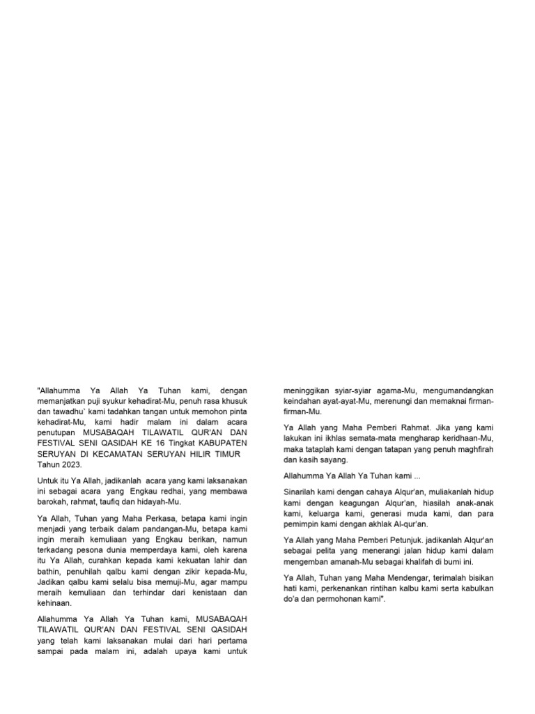 Doa Penutup MTQ | PDF