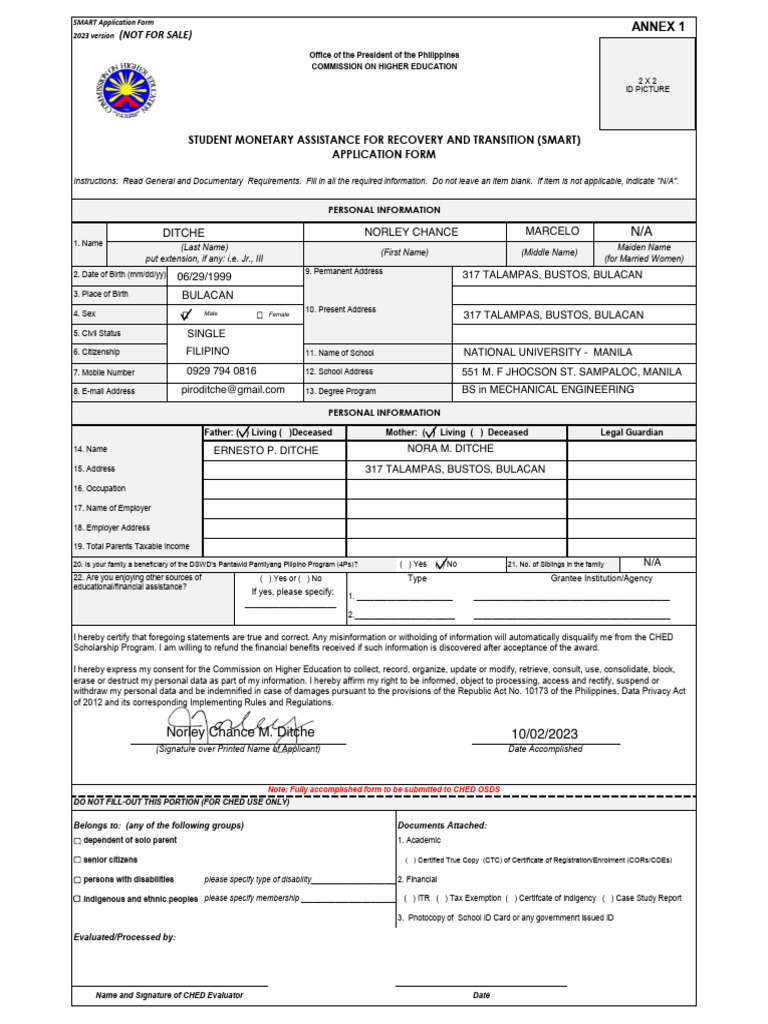SMART Application Form | PDF