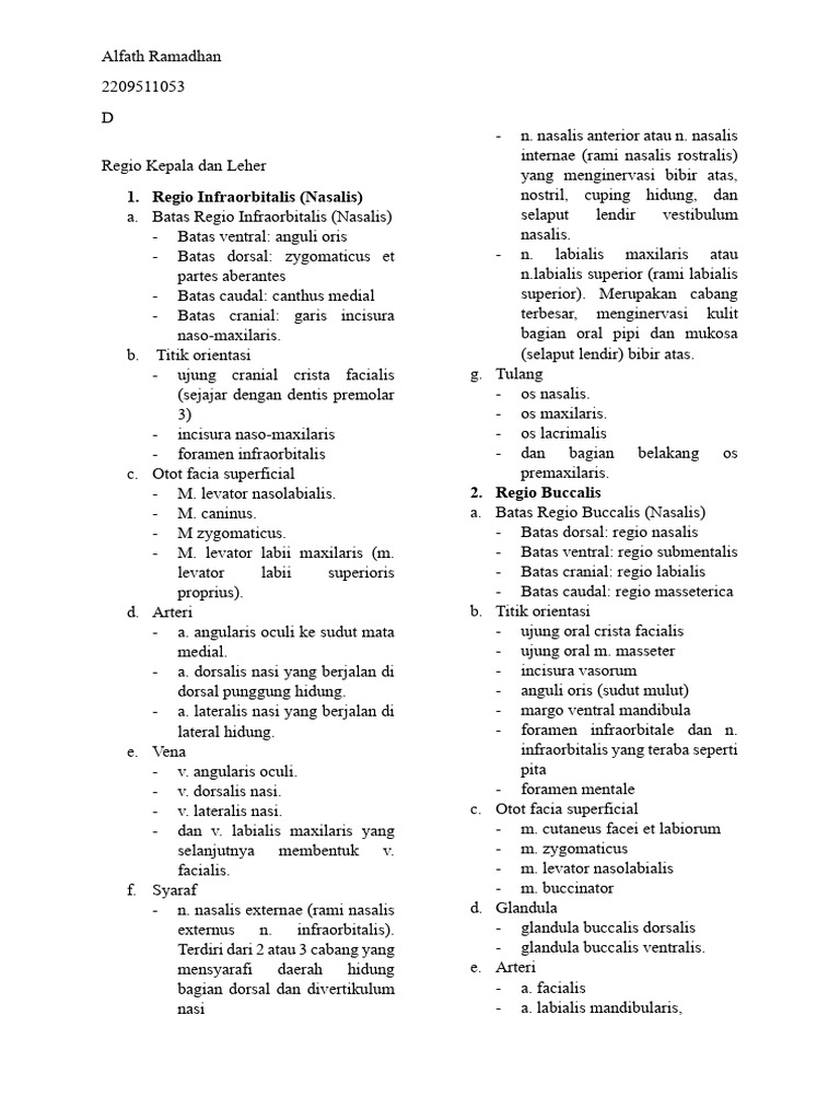 Regio leher dan kepala_Anatomi Topografi | PDF