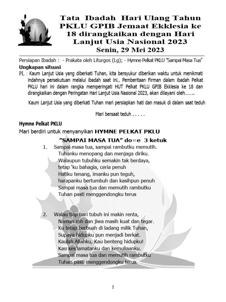 TAIB PKLU Senin 29 MEI 2023 Eklsia | PDF