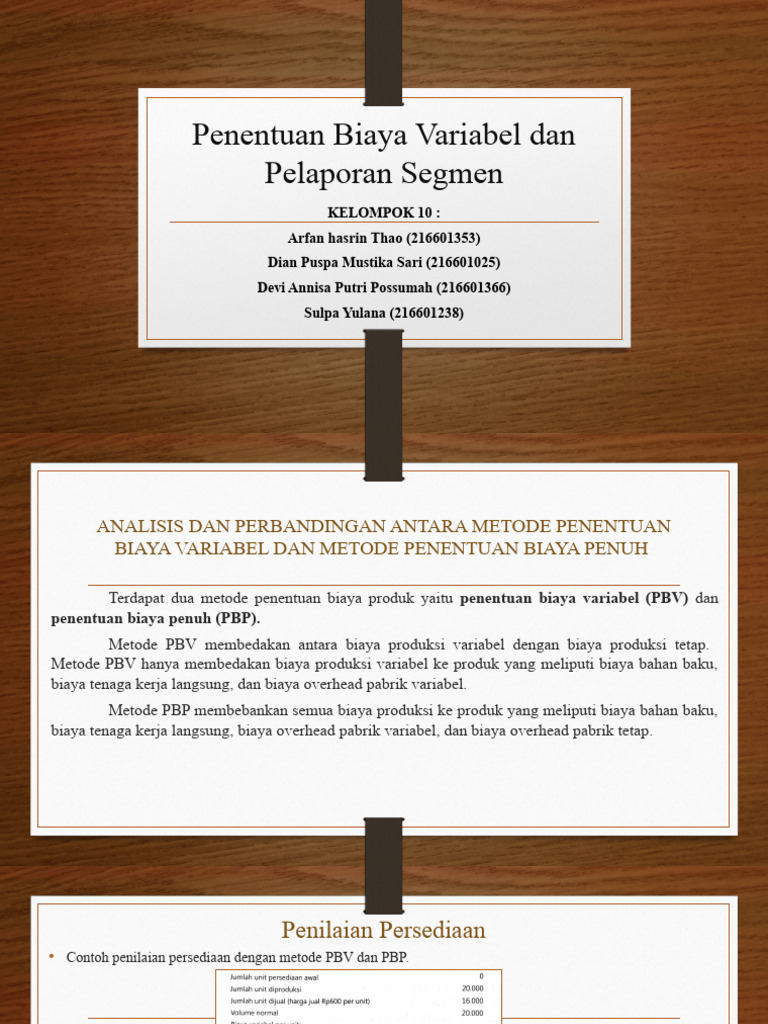 KLOMPOK 10 Penentuan Biaya Variabel Dan Pelaporan Segmen | PDF