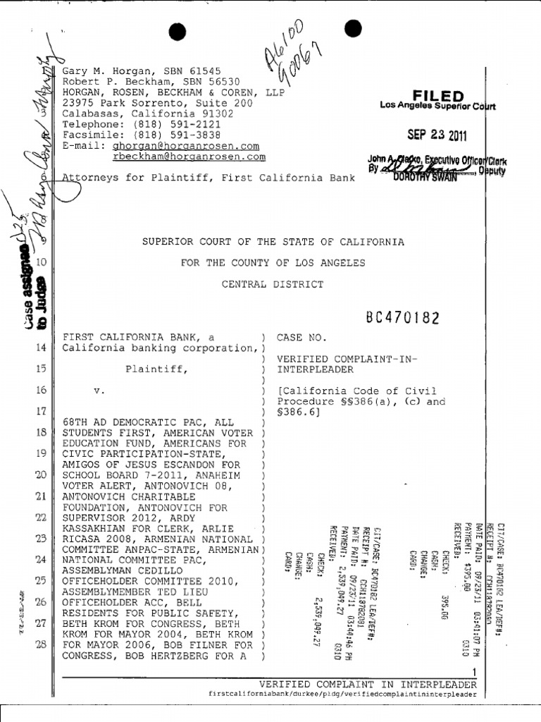 First California Bank Interpleader Suit | PDF | Foreign Language ...