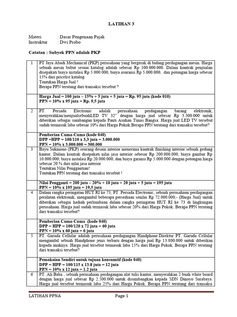 Hitung PPN dan DPP Transaksi Pajak | PDF | Pengelolaan Keuangan & Uang