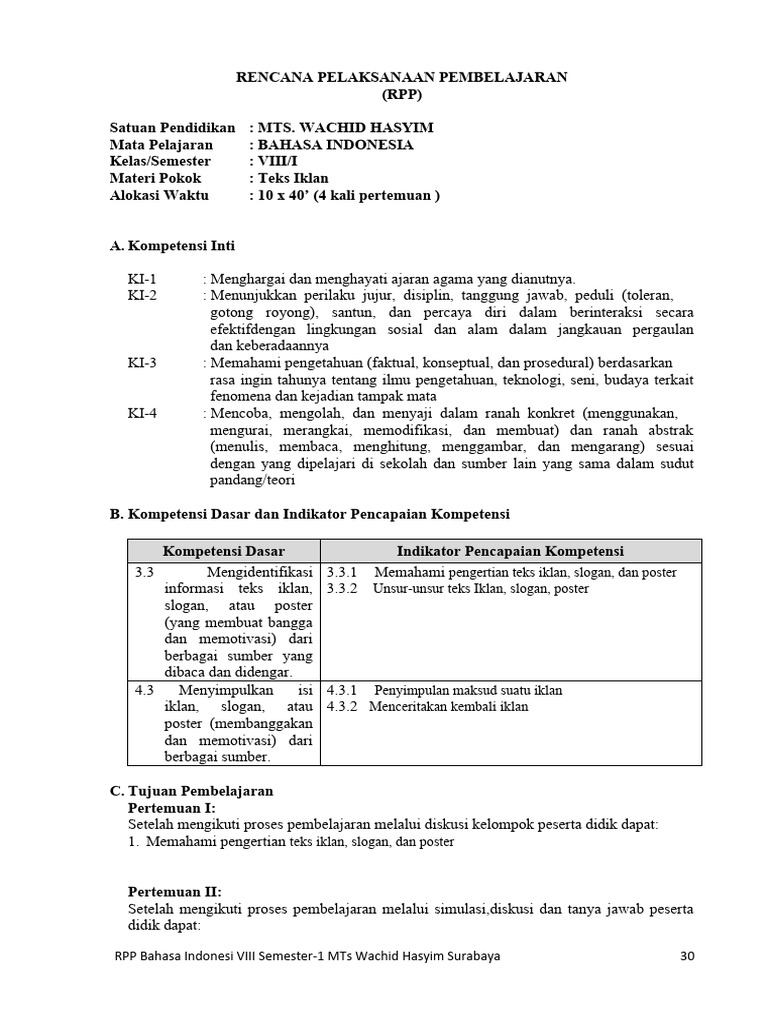 RPP K13bindo Viii - Bab 3 | PDF