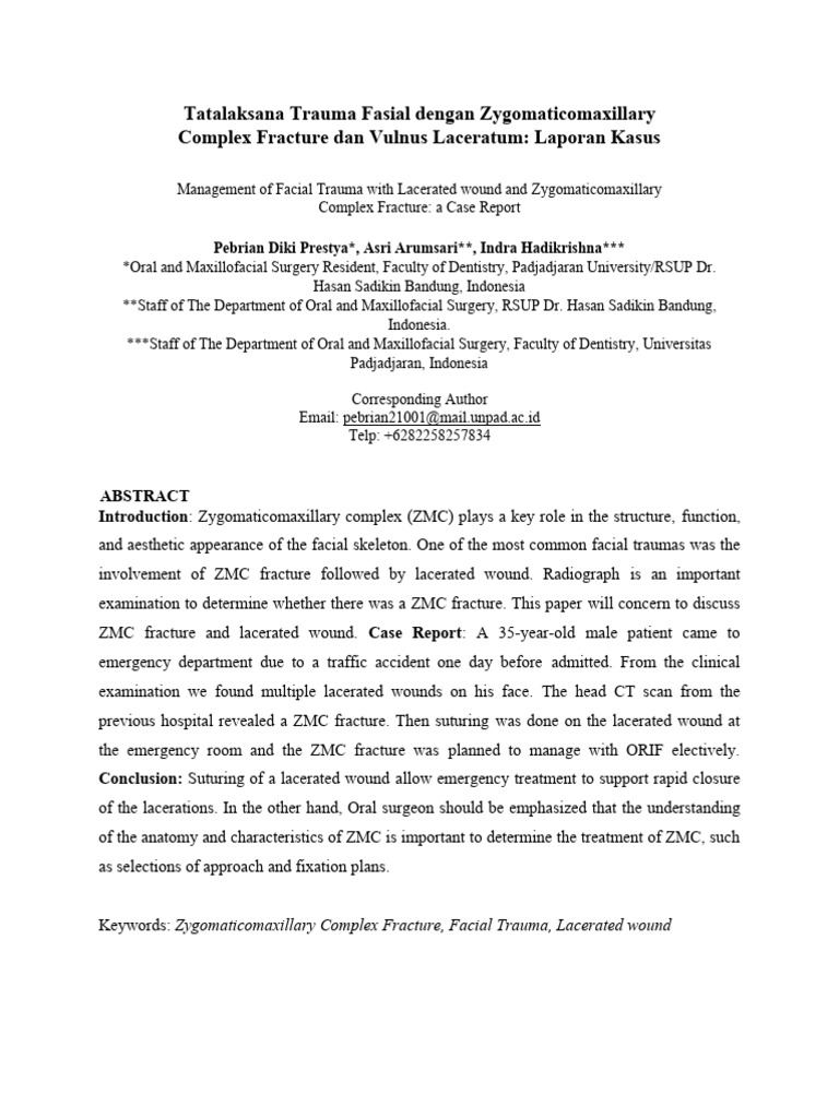 Pebrian ZMC Fracture | PDF