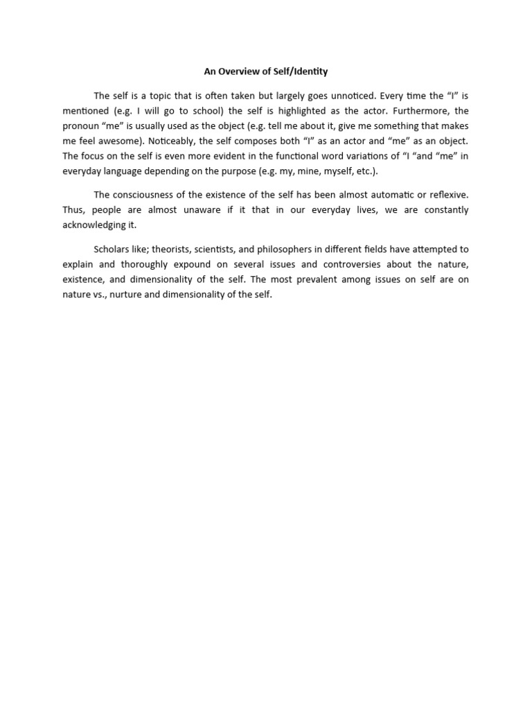 Overview and Philosophy of Self | PDF | Soul | Philosophy Of Self