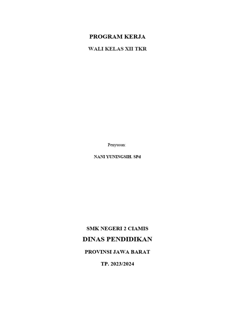 Program Kerja Walikelas Xii TKR | PDF