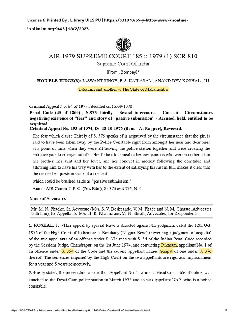 Mathura Rape Case | PDF