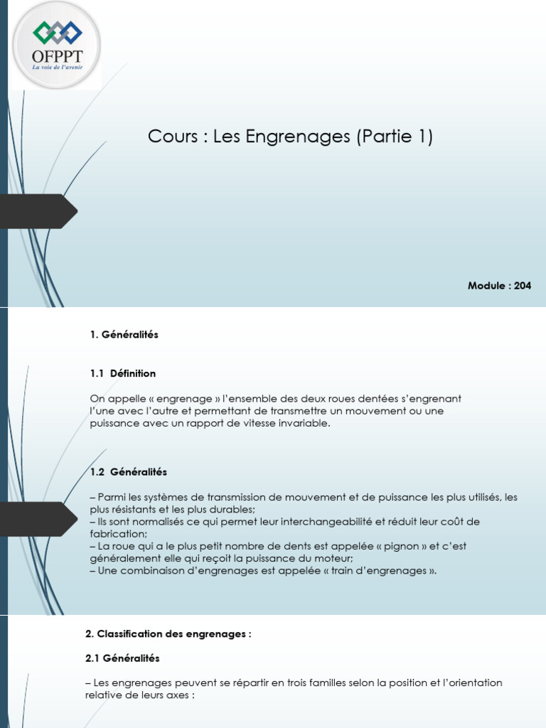 Cours Engrenage | PDF