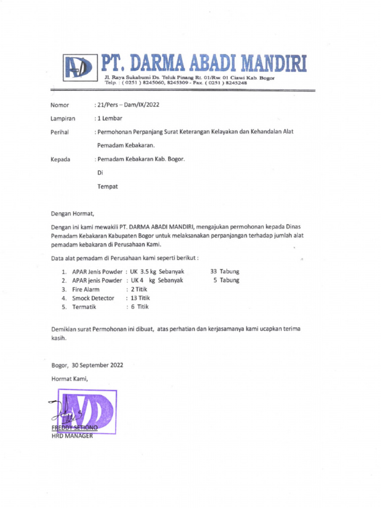 Surat Permohonan Damkar 2022 | PDF
