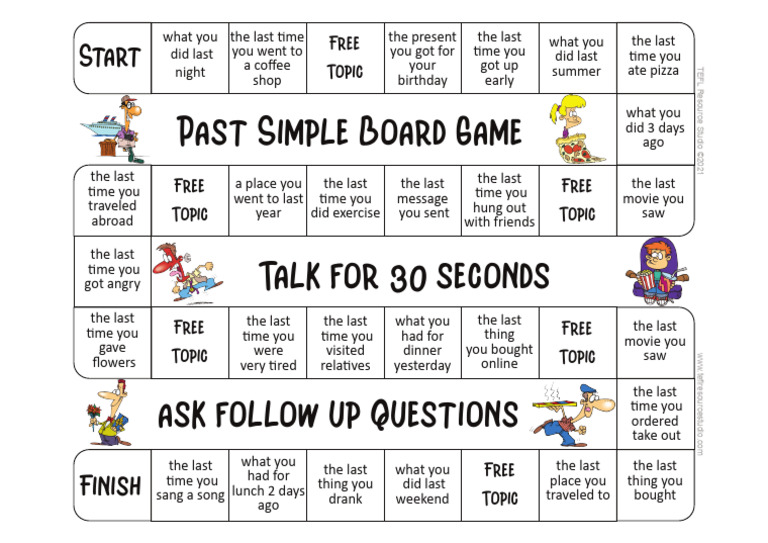 Past Simple Board Game - A4 - FREE | PDF