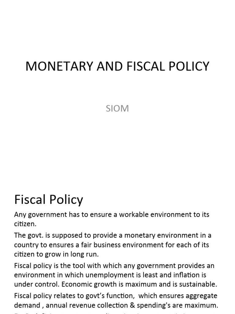 Fiscal & Monetary Policy Guide | PDF | Monetary Policy | Inflation