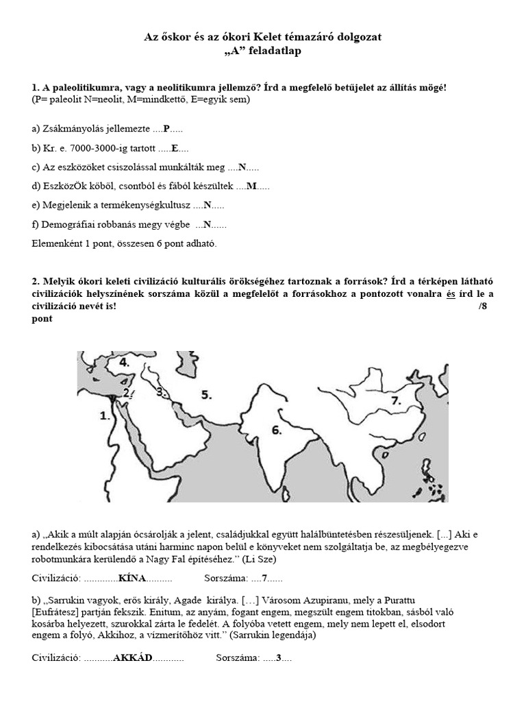 A Feladatlap Jav - Kulcs | PDF