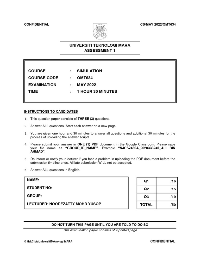 QMT634 ASSESSMENT 1 - s2 | PDF