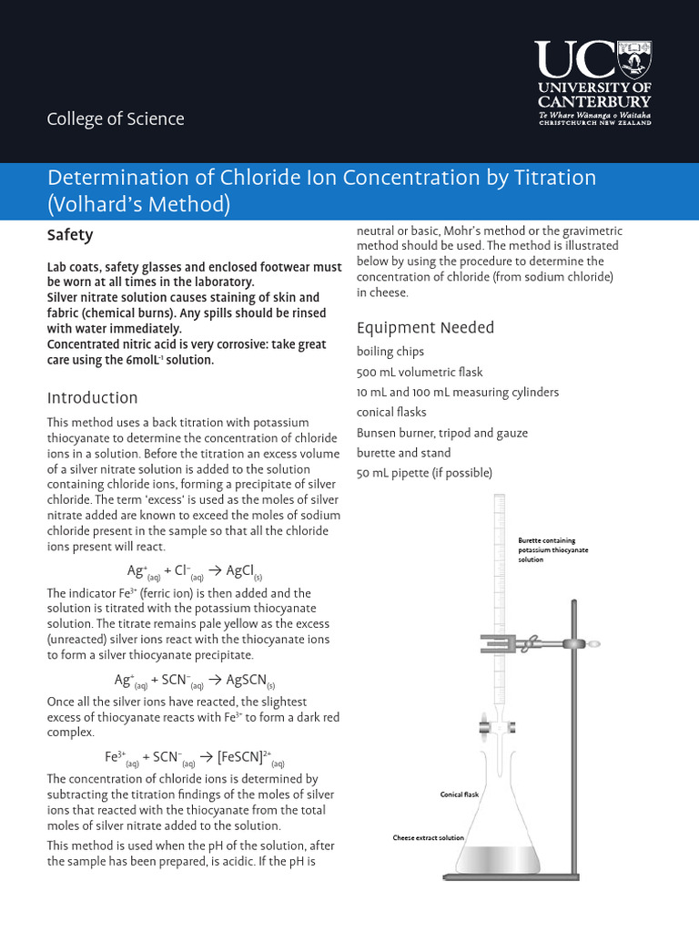 Determineted of Chloride Ion Concentraton | PDF | Chemistry | Titration