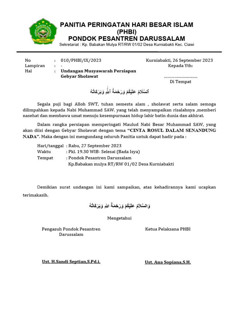 10-Surat Undangan PHBI | PDF