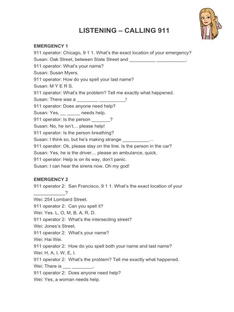 LISTENING Unti 4 Calling 911 | PDF