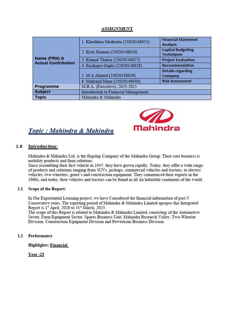 Group 5 - Mahindra & Mahindra | PDF