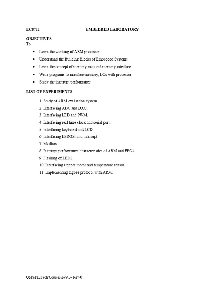 5.lab Syllabus and Cycle of Experiments | PDF