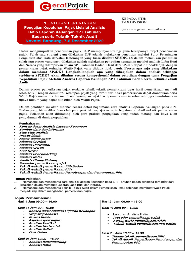 ANALIS KEPATUHAN PAJAK & TAX AUDIT | PDF