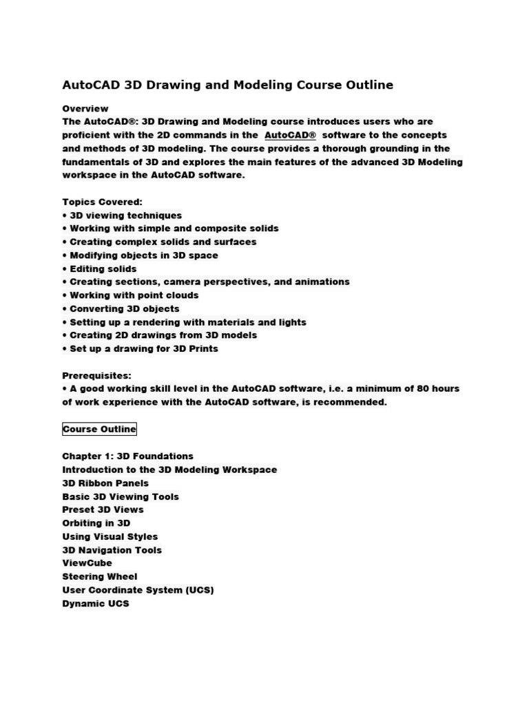 3D Modeling Course Outline | PDF | Art | Technology & Engineering
