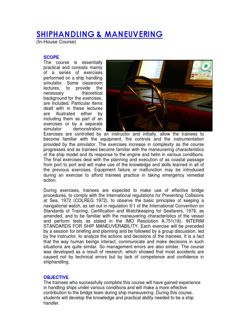 Ship Handling & Maneuvering | PDF | Simulation | Ships